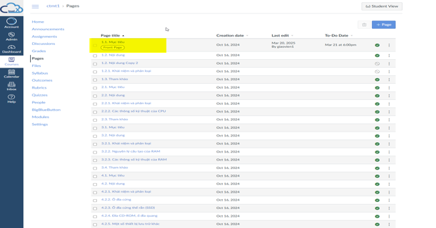 Tìm hiểu FrontPage trên Canvas LMS